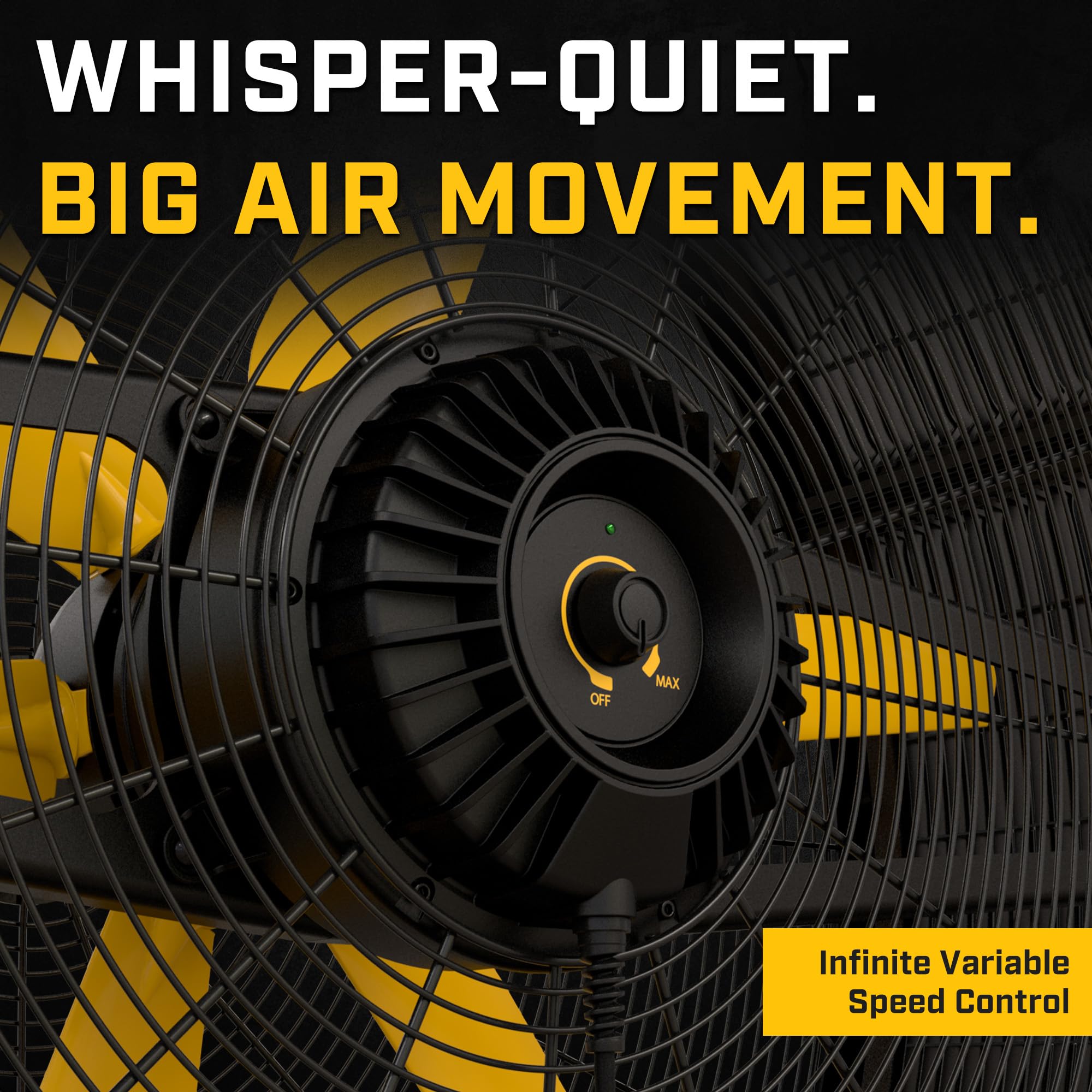 Big Ass Fans – Sidekick Directional Barrel Fan – 4 Ft Diameter – 6 Blade Design with Variable Speed Control – Indoor & Covered Outdoor Ready – Quiet Performance - Black/Yellow