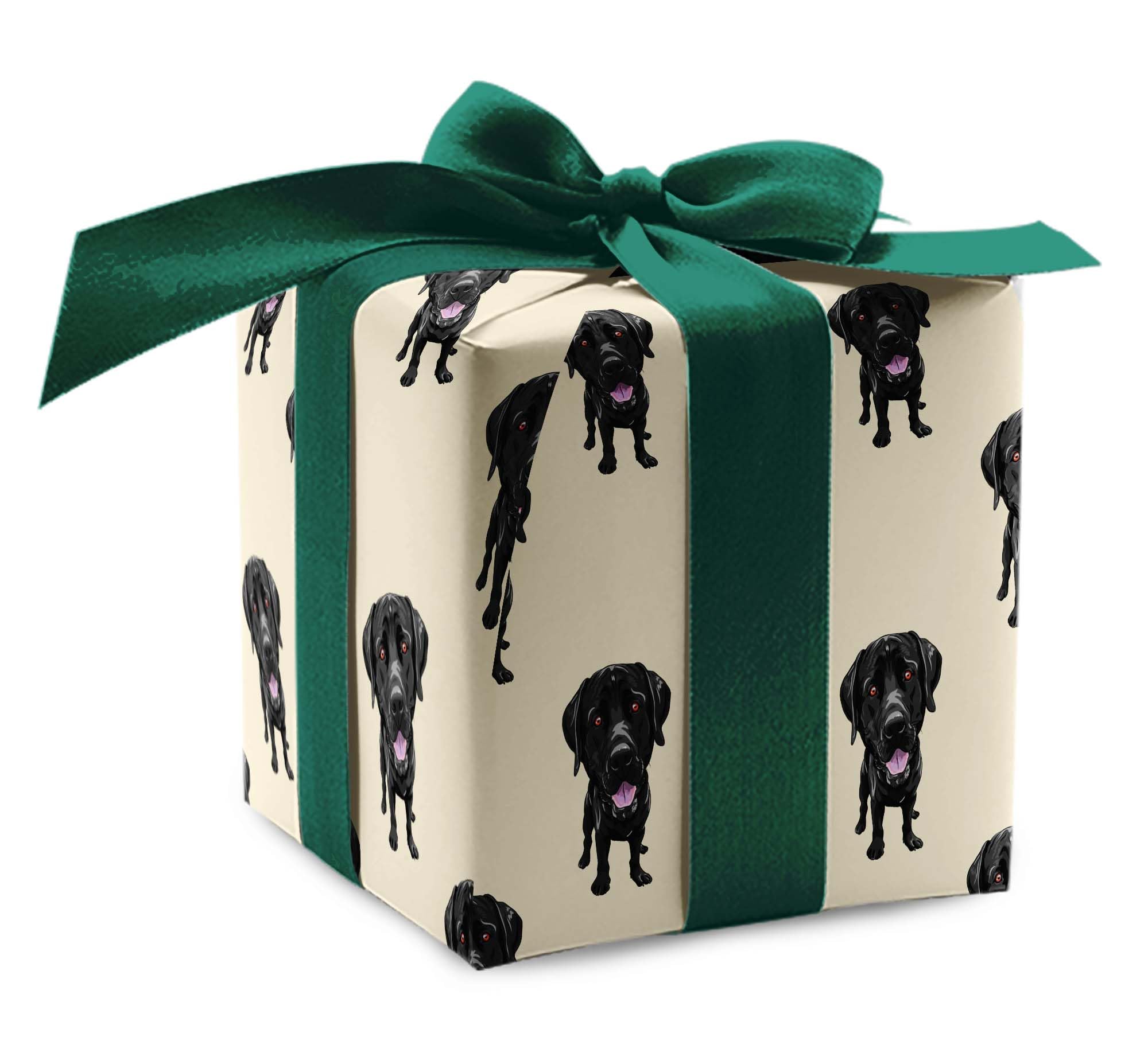 Cute Black Labrador Retriever Gift Wrap, Black Lab Wrapping Paper, Dog Christmas Birthday Party Decoration Decor (6 foot x 30 inch roll)