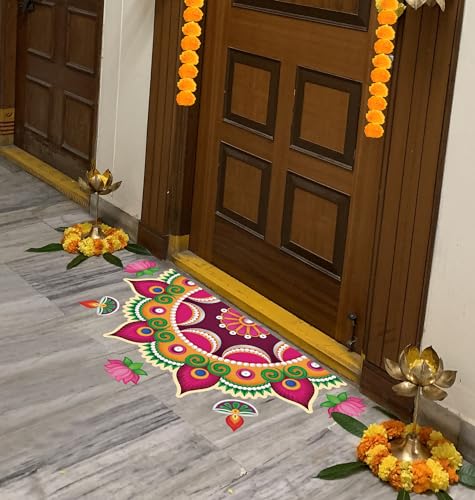 BAYLAY Diwali Decorations for Home - Rangoli Floor with Patterns Stickers Traditional Indian Diwali Decorations for Entrance Décor and Gift