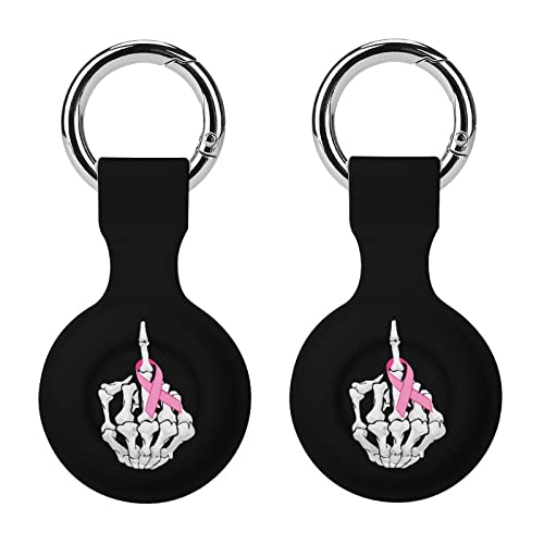 Breast FCK Cancer Skeleton Middle Finger Ribbon Air Tag Tracker Case Cover for AirTag Holder Protector Storage Bag