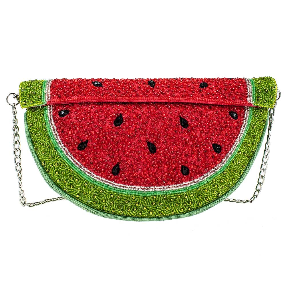 Mary Frances Summer Slice Beaded Watermelon Crossbody Clutch Handbag