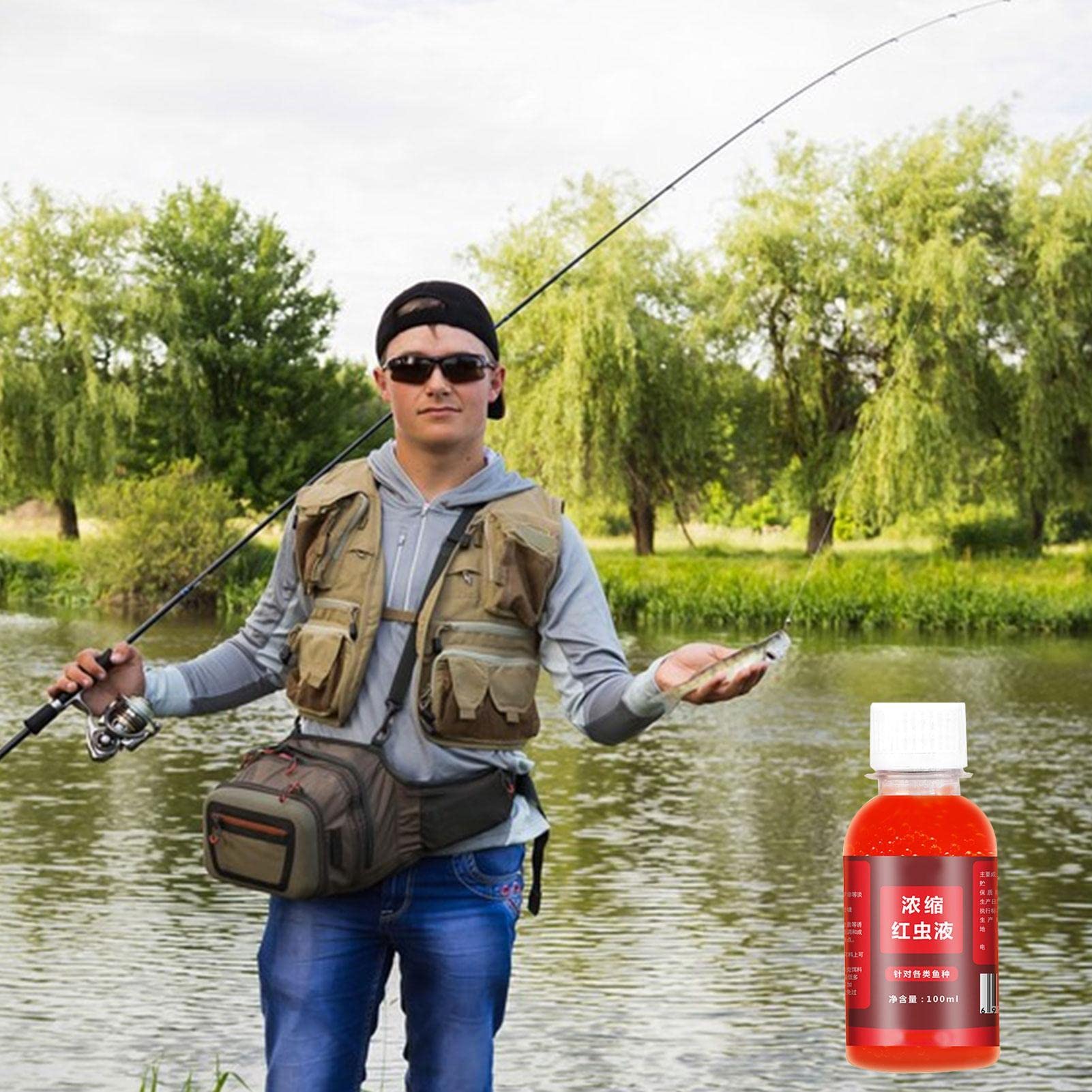 Bait Fish Additive,100ml Concentrated Red Worm Liquid | Fishing Lures Baits, High Concentration Fish Bait Attractant Enhancer, Smell Lure Tackle Food for Trout Cod Carp Bass Generic
