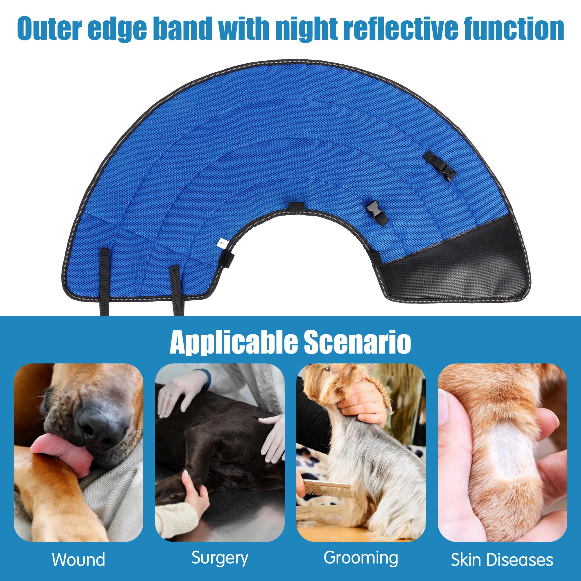 Dog Cone for Dogs After Surgery, Pet Recovery Soft Cone Callar, Pet Recovery Cone Collar Adjustable to Stop Licking Scratching Wound (XL)