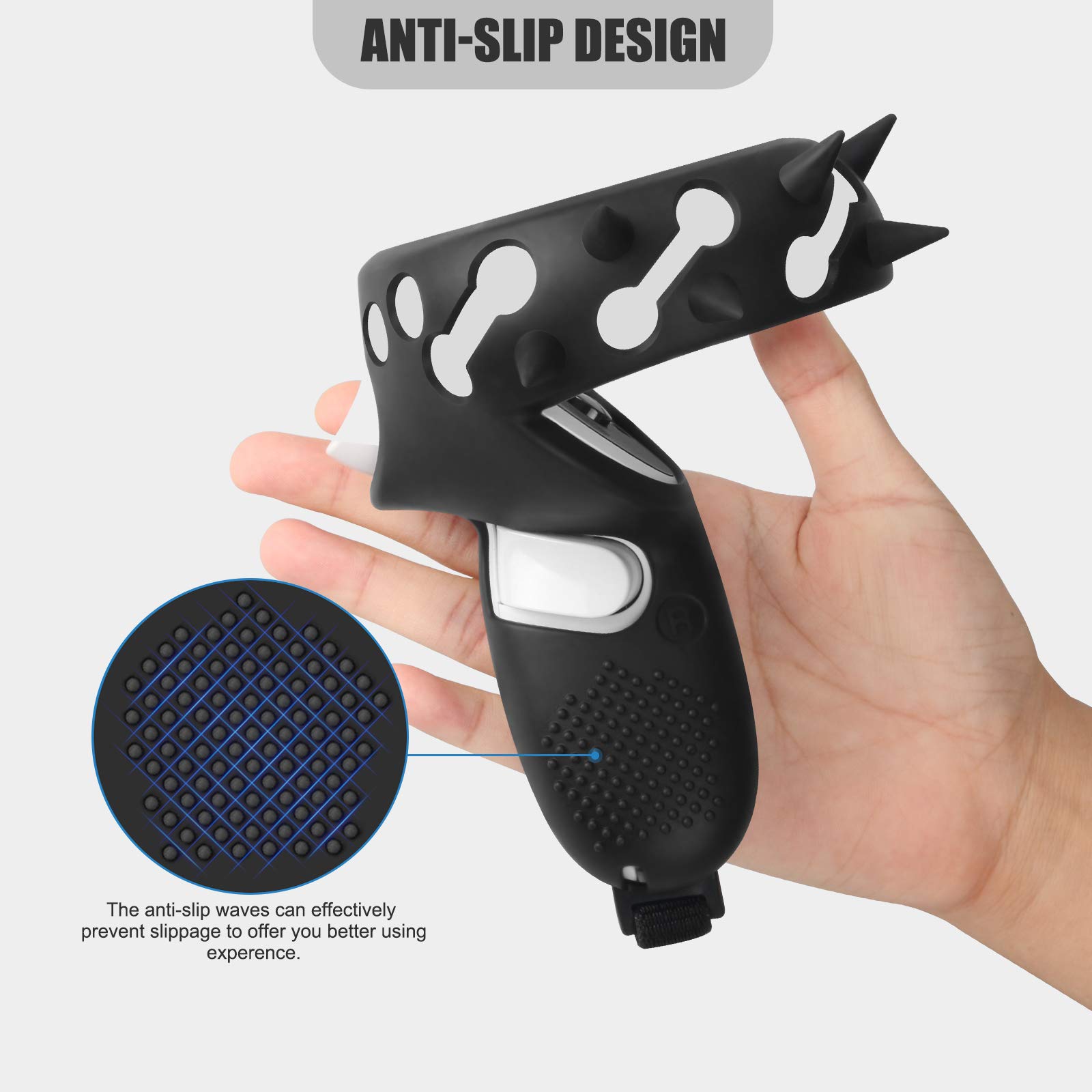 MASiKEN Controller Grips Cover with Face Cover for Meta Oculus Quest 2, Anti-Throw Grips Cover with Adjustable Wrist Strap and Sweatproof Silicone Face Pad, Quest 2 Accessories Kit (Mix Blue)