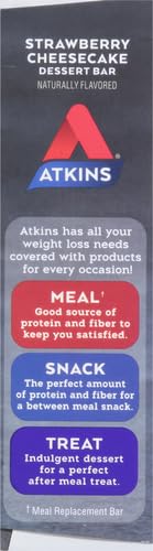 Atkins Endulge Treat Strawberry Cheesecake Dessert Bar, 6 Ounce, 5 Count (Pack of 1)