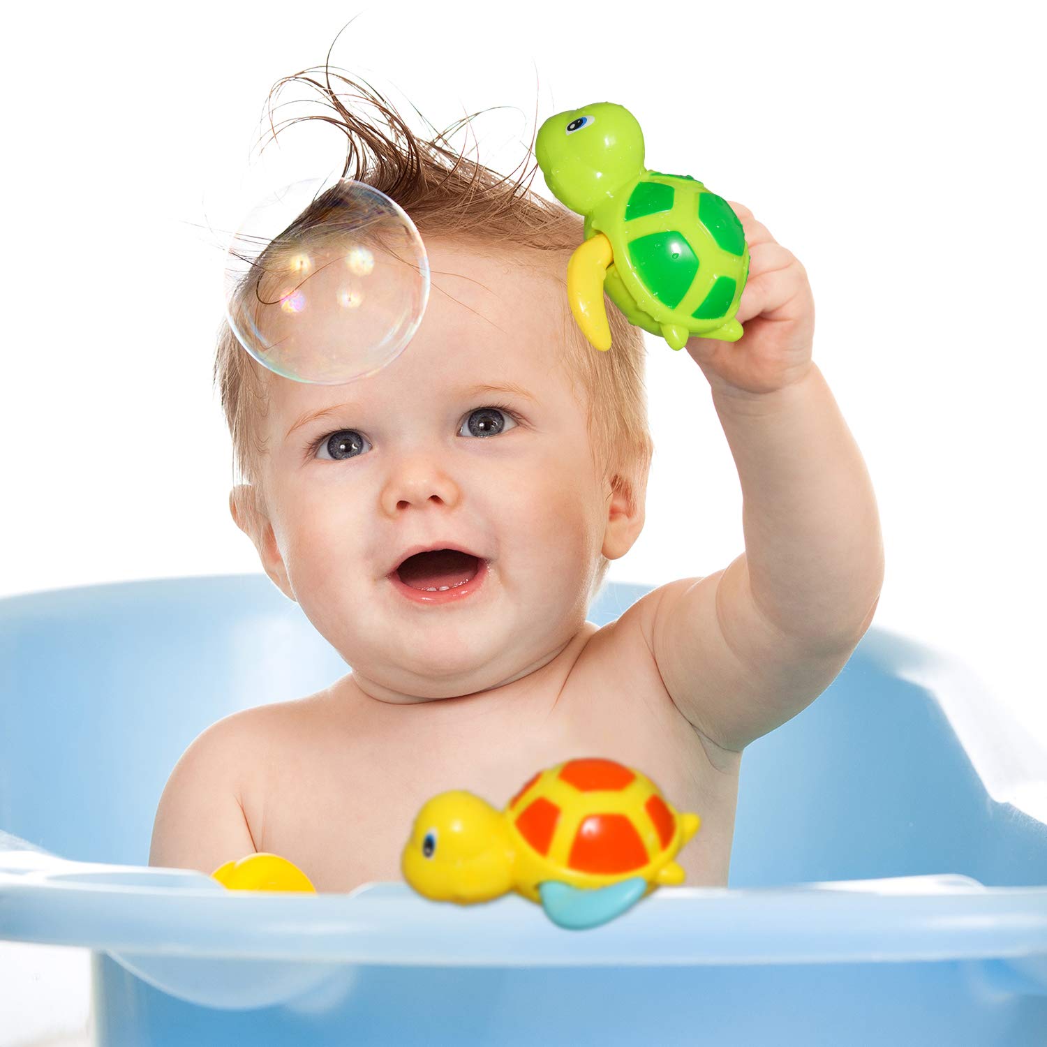 Baby Bath Toy, Swimming Turtle, Floating Wind-up Bathtub Pool Toys Cute Water Play Sets for Kids Boys Girls 3 Pcs
