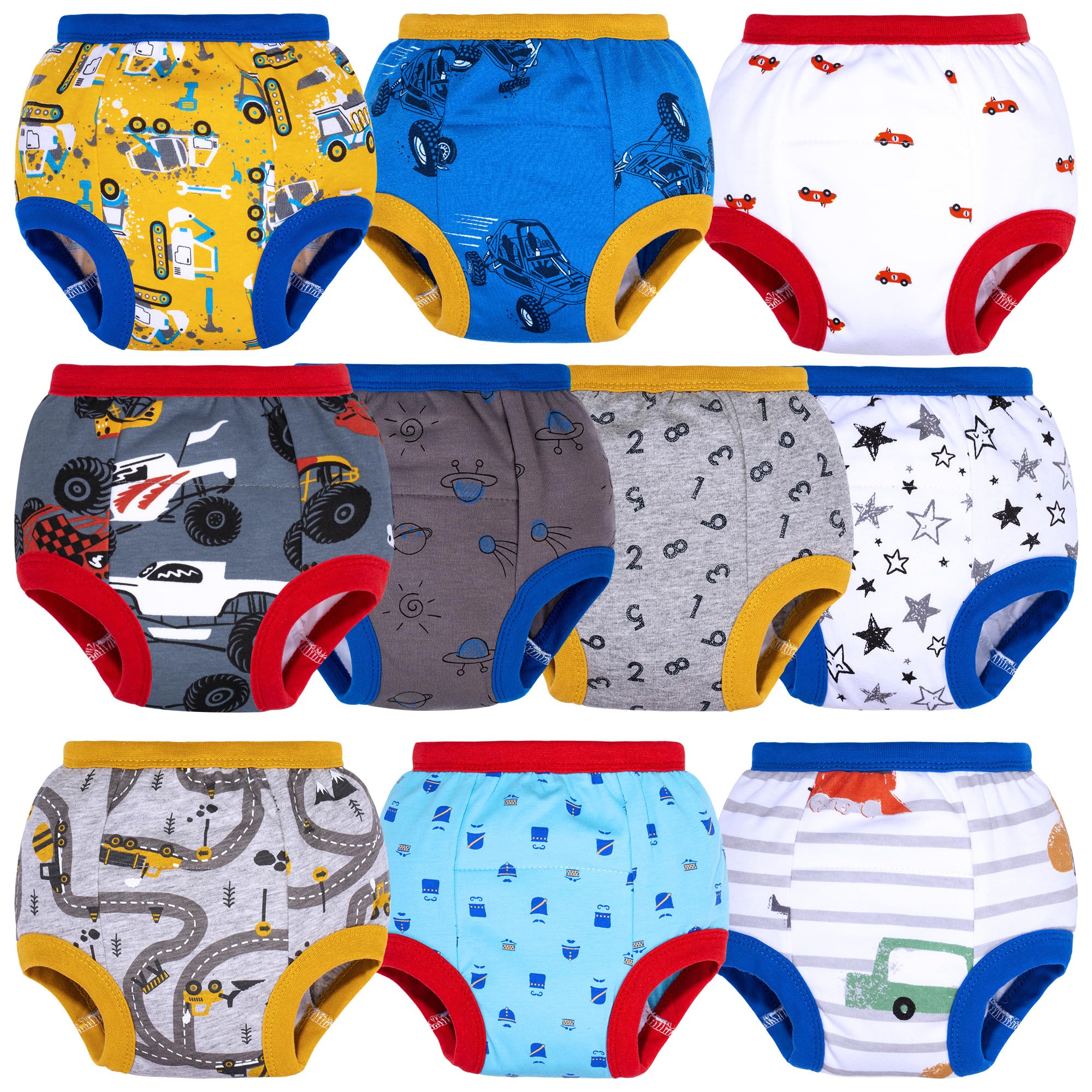 BIG ELEPHANT 10 Pack Toddler Potty Training Pants, Absorbent Underwear for Baby Boys, 3T