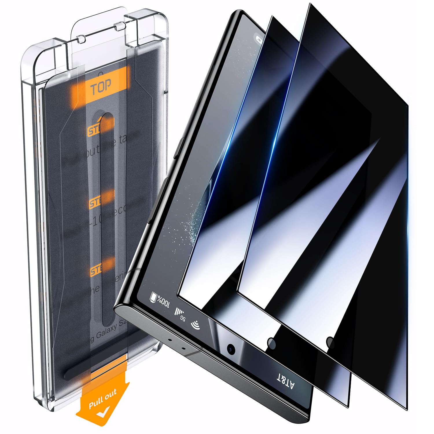 BAZO [2 Pack for Samsung Galaxy S23 Ultra Privacy Screen Protector Tempered Glass [Auto-Align Frame][Fingerprint Unlock][Anti-Scratch] Anti-Spy Film 9D Full Coverage Durable HD Clear Bubble Free