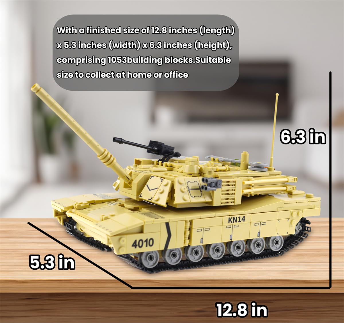 Gonli Military Building Toys for Kids 1053 Pieces US Army M1A2 Main Battle Tank Building Blocks Bricks WW2 Army Tank Model Kits