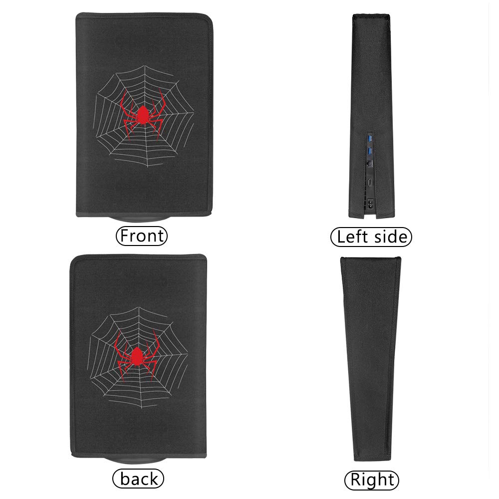MASiKEN Universal Cover for PS5 Console, Dust Cover Place Upright, Soft Neat Lining Dust Protector for Playstation 5 Digital and Disc Version, Precision Cut Easy Access Cable Port (Red Spider)