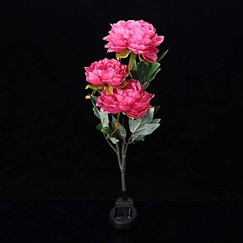 PBOHUZ Solar Flower Light - Solar Power LED 3 Heads Simulation Peony Rose Flower Light for Home Garden Lawn Decor