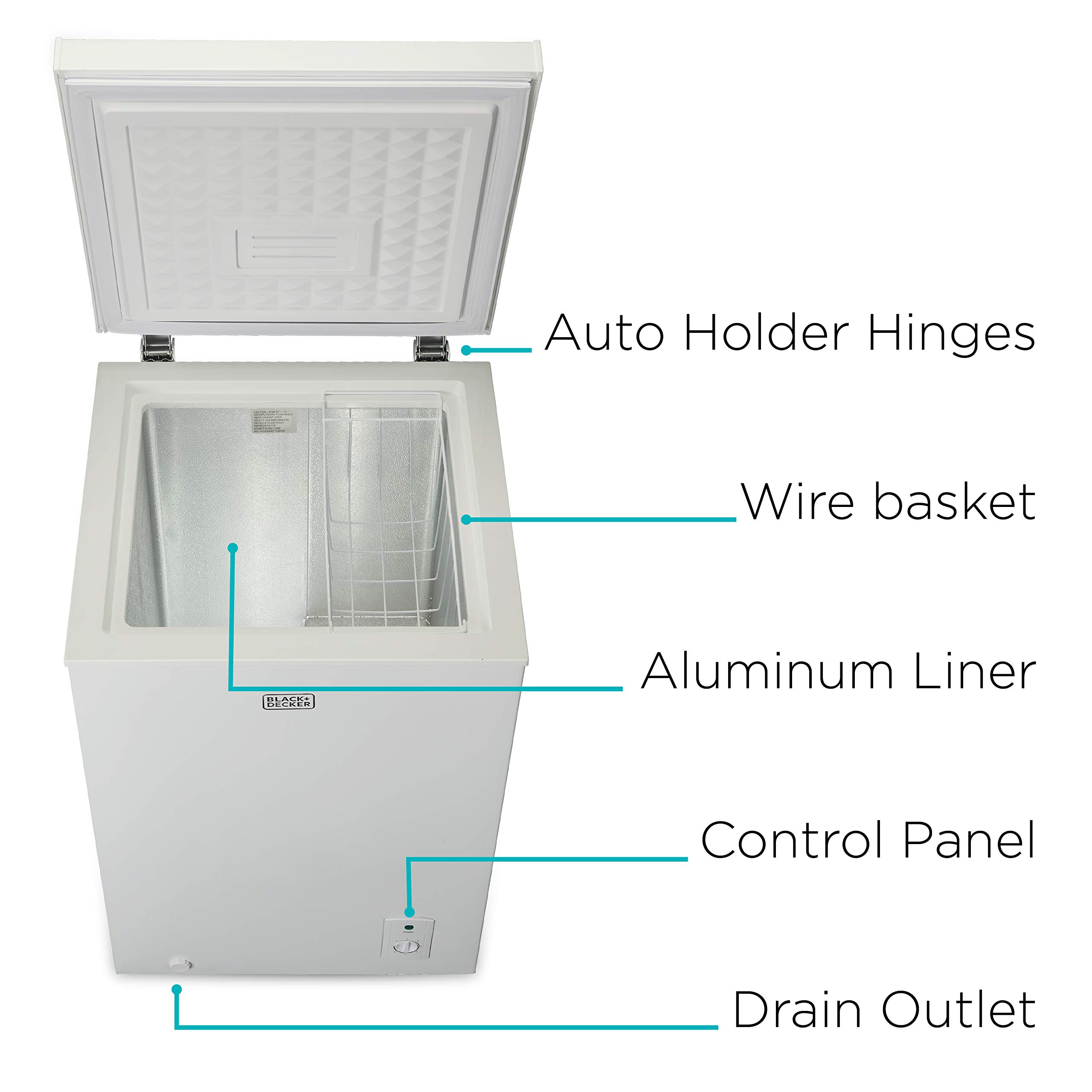 BLACK+DECKER 3.5 Cu. Ft. Chest Freezer, Holds up to 122 Lbs. of Frozen Food with Organizer Basket, BCFK356, White