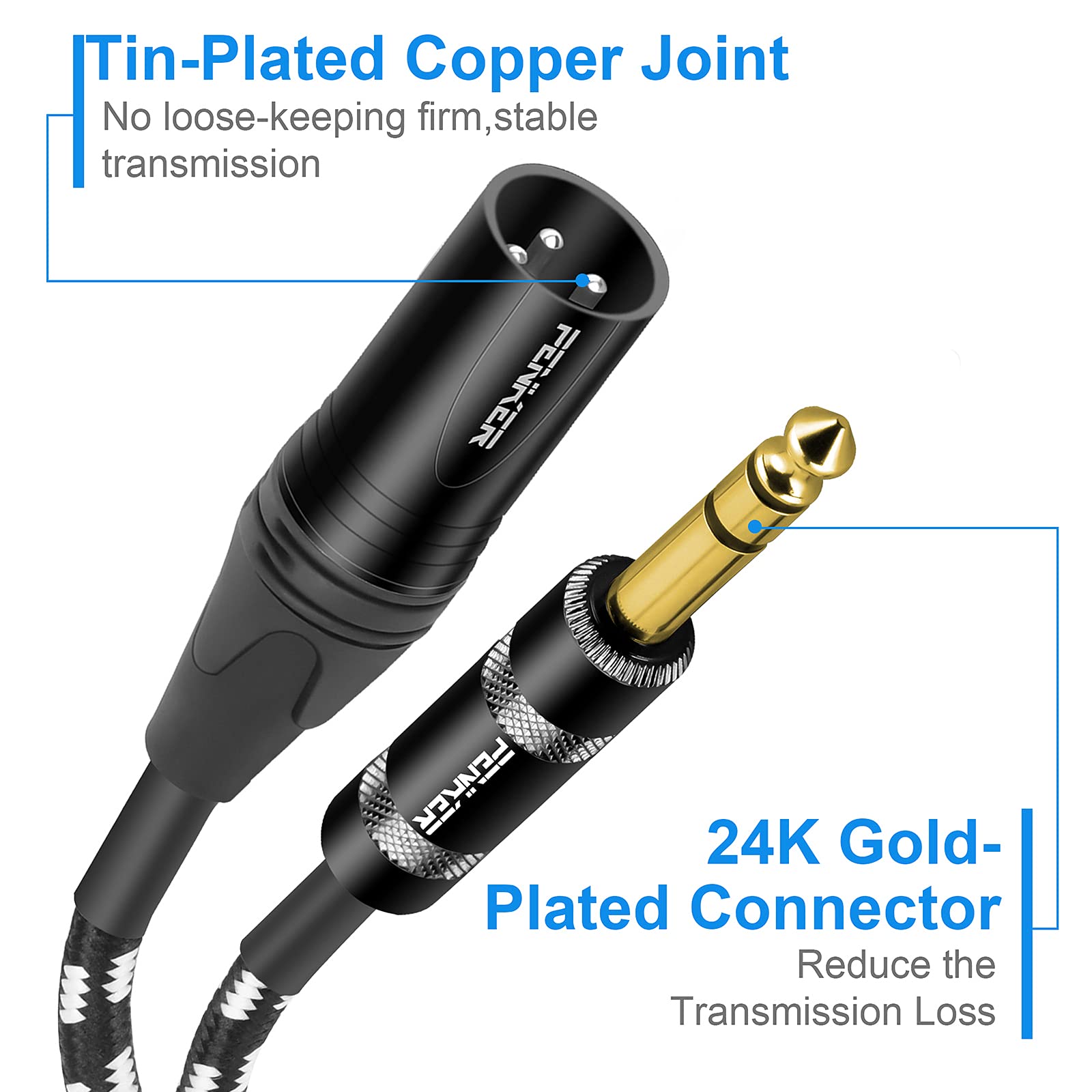 Penker XLR Cable,3ft 2 Pack Microphone Cable, XLR Male to Female Balanced Microphone Cord 3 pin, 3 Foot Short mic Cord,Black & Silver 2 Pack Design for XLR Male to Female