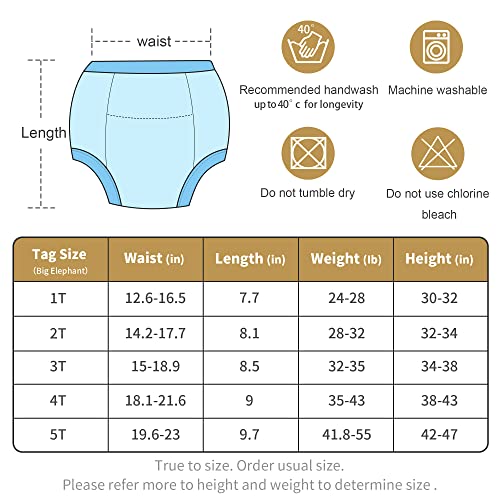 BIG ELEPHANT Baby Potty Training Pants, Soft Absorbent Toddler Potty Training Underwear 100% Cotton, 3T