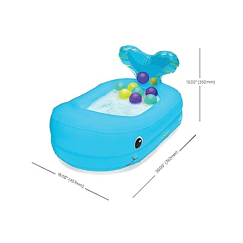 Infantino Whale Bubble Inflatable Baby Bath Tub and 10-Piece Ball Set, Inflated size: 30 in x 18 in (76.2 cm x 45.7 cm), 6-24 Months, Blue