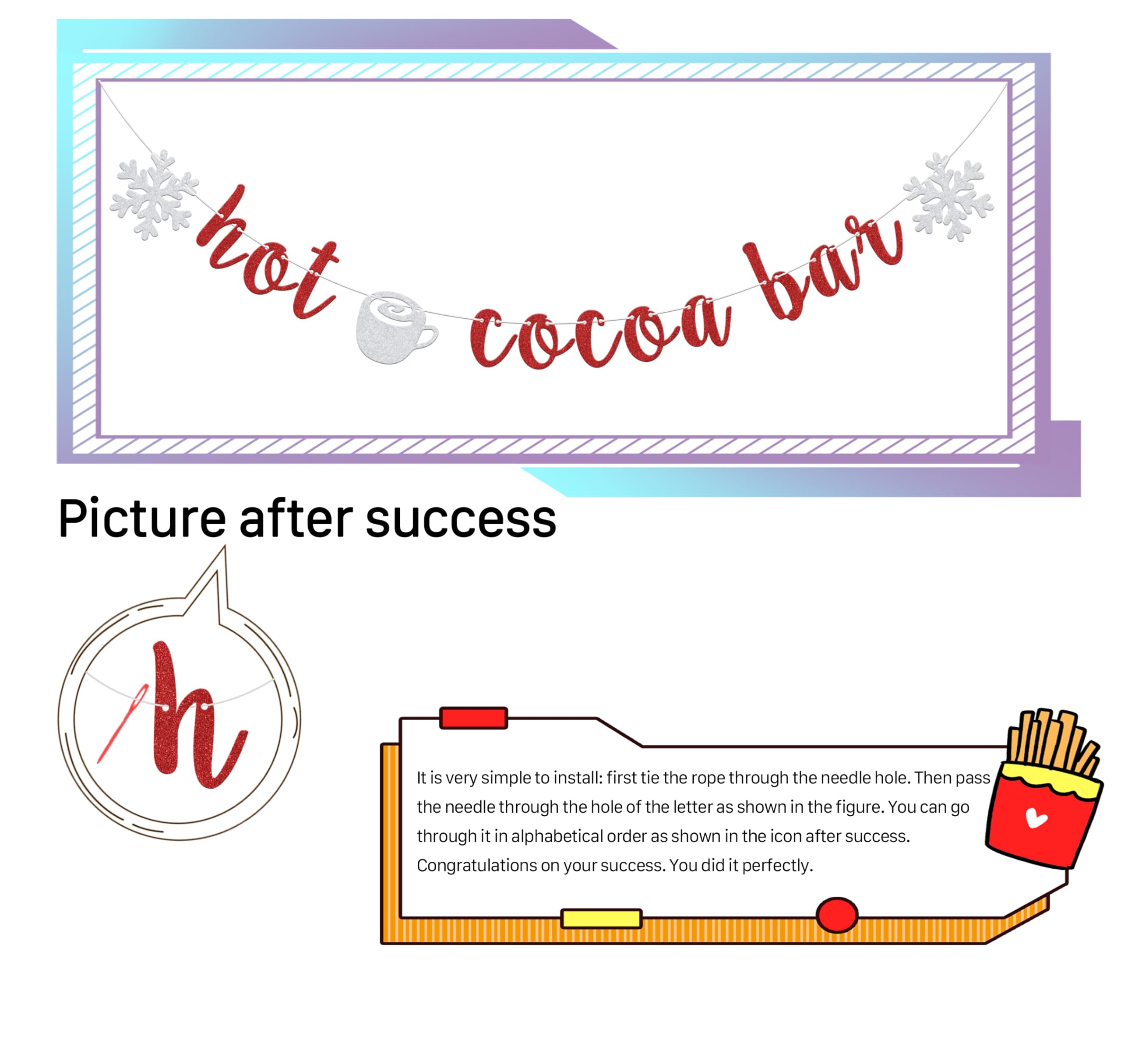 Hot Cocoa Bar Banner, Hot Chocolate Bar Decorations, Hot Cocoa Bar Decorations, It’s Cold Outside Bar Sign, Wintertime Holidays Christmas Party Decor Red Silver