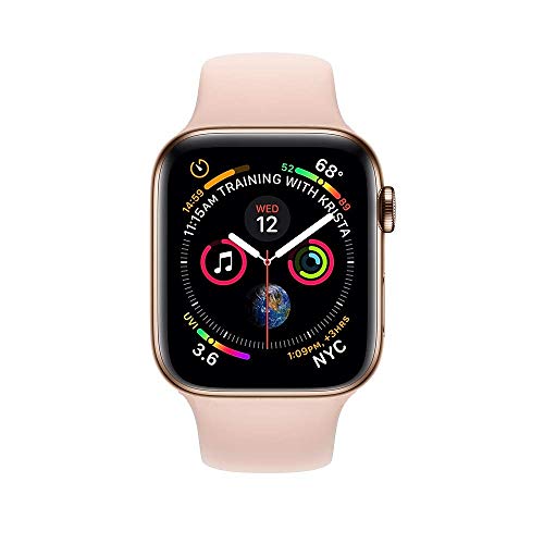 Apple Watch Series 4 (GPS + Cellular, 40MM) - Gold Stainless Steel Case with Pink Sand Sport Band (Renewed)