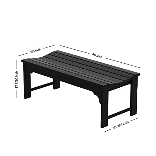 WestinTrends Malibu Outdoor Bench, All Weather Resistant Poly Lumber Backless Patio Garden Bench, Adirondack Curved Bench Seat for Comfort, Navy Blue