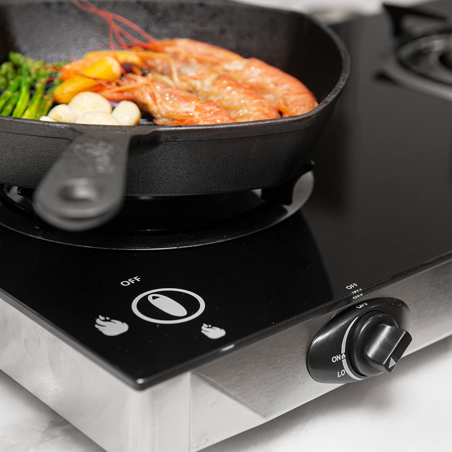 Barton Double Burner Stove w/Auto Ignition Glass Top Deluxe Outdoor Propane Portable Camping Cooking Range