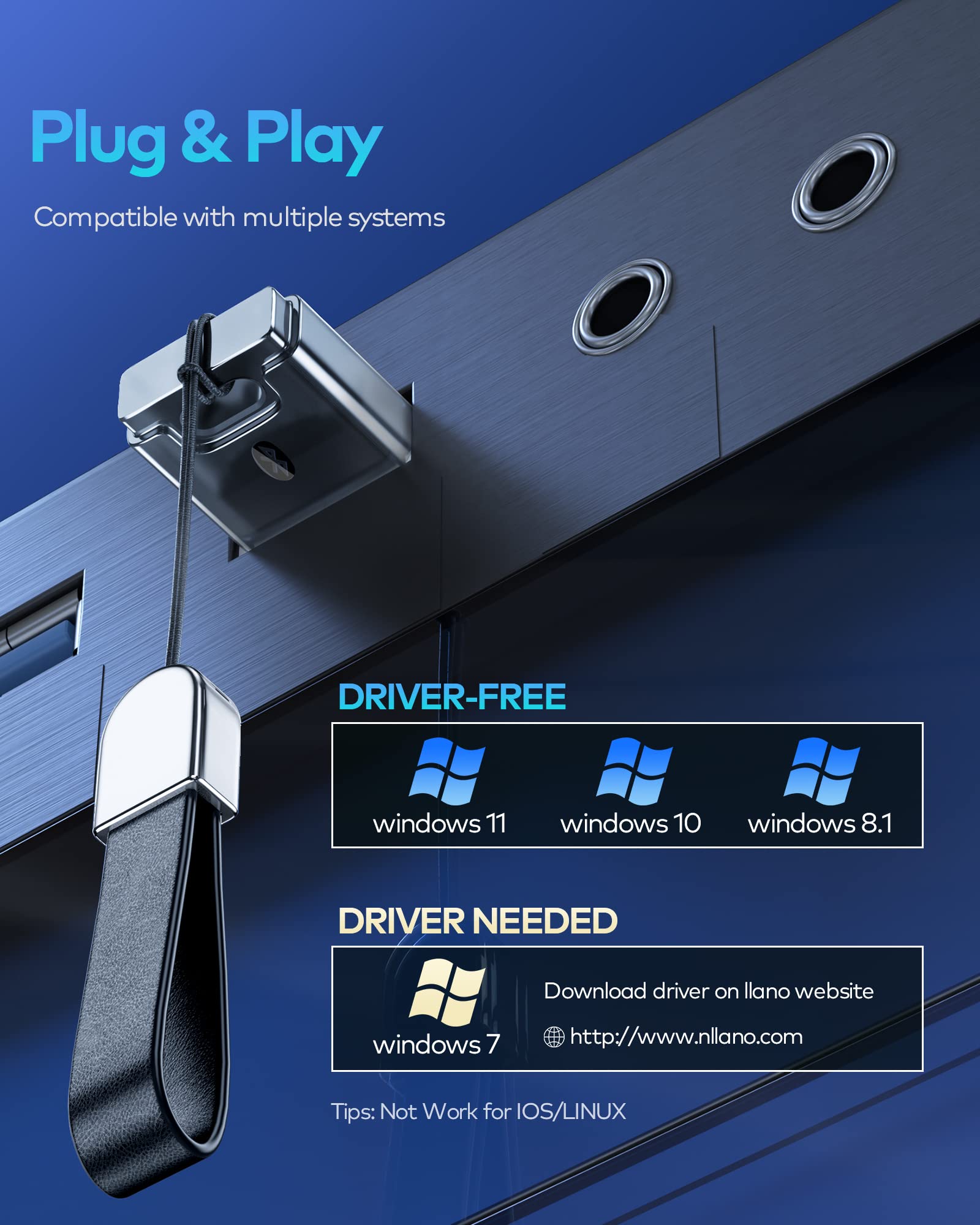 Bluetooth 5.1 USB Adapter - Driver-Free, Plug & Play for Windows PC. For Headphones, Mouse, Keyboard, Speaker, Printer, Laptop.