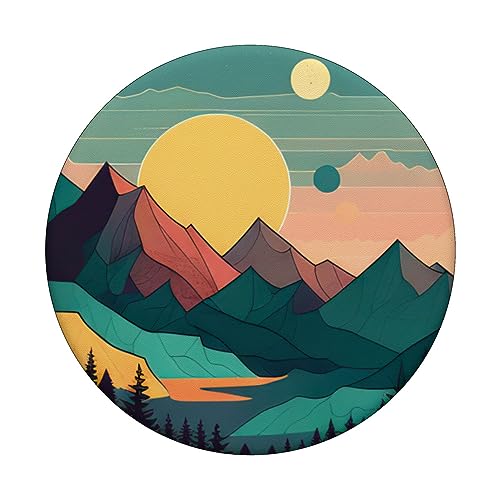 Boho Mountain Wilderness Sunset Tree River Earthy Forest PopSockets Standard PopGrip
