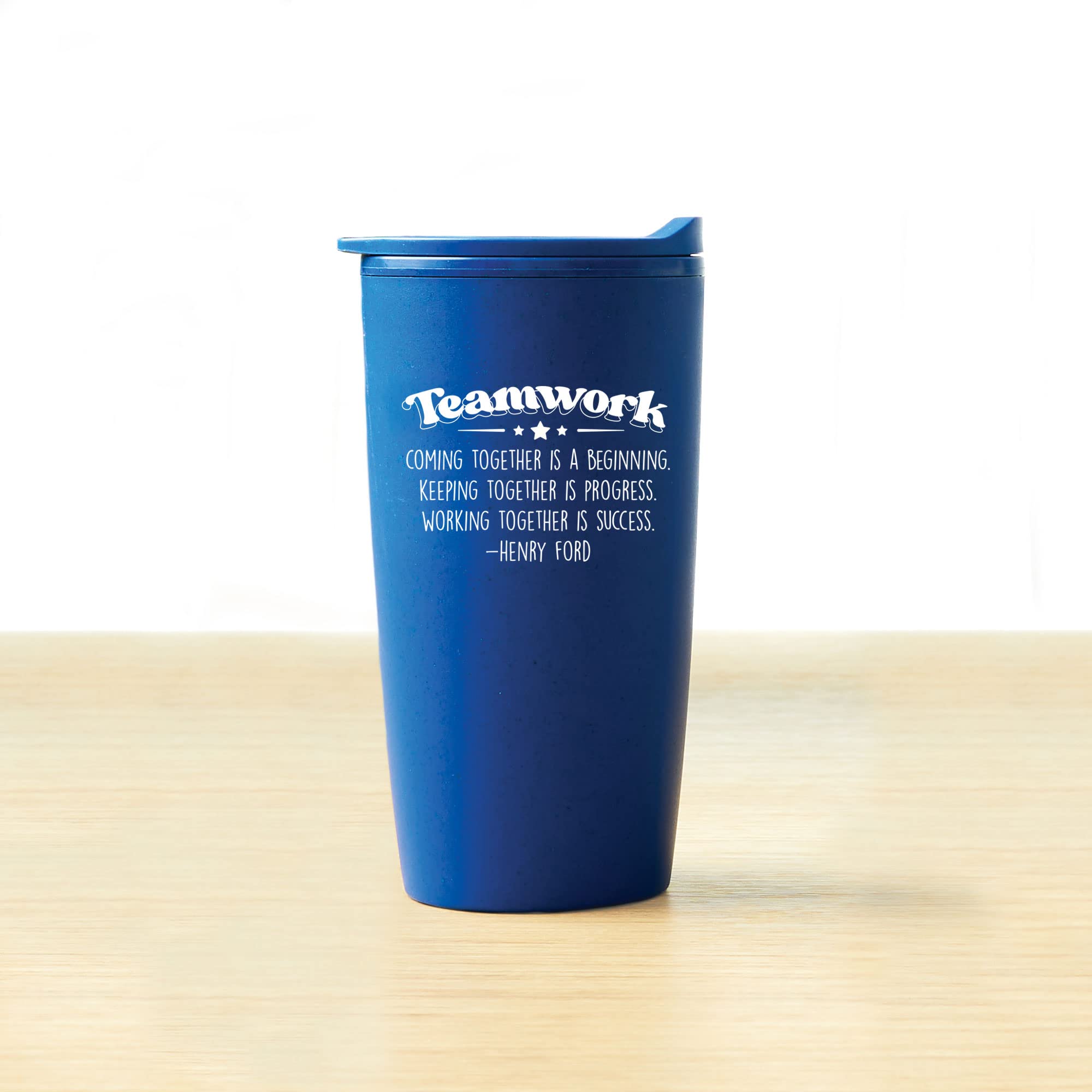 Cheersville 2 Pack of 20 oz. Blue Wheat Straw Tumblers - Thank You Gift - Eco-Friendly Gift for Employee Teamwork Appreciation Lightweight Sustainable