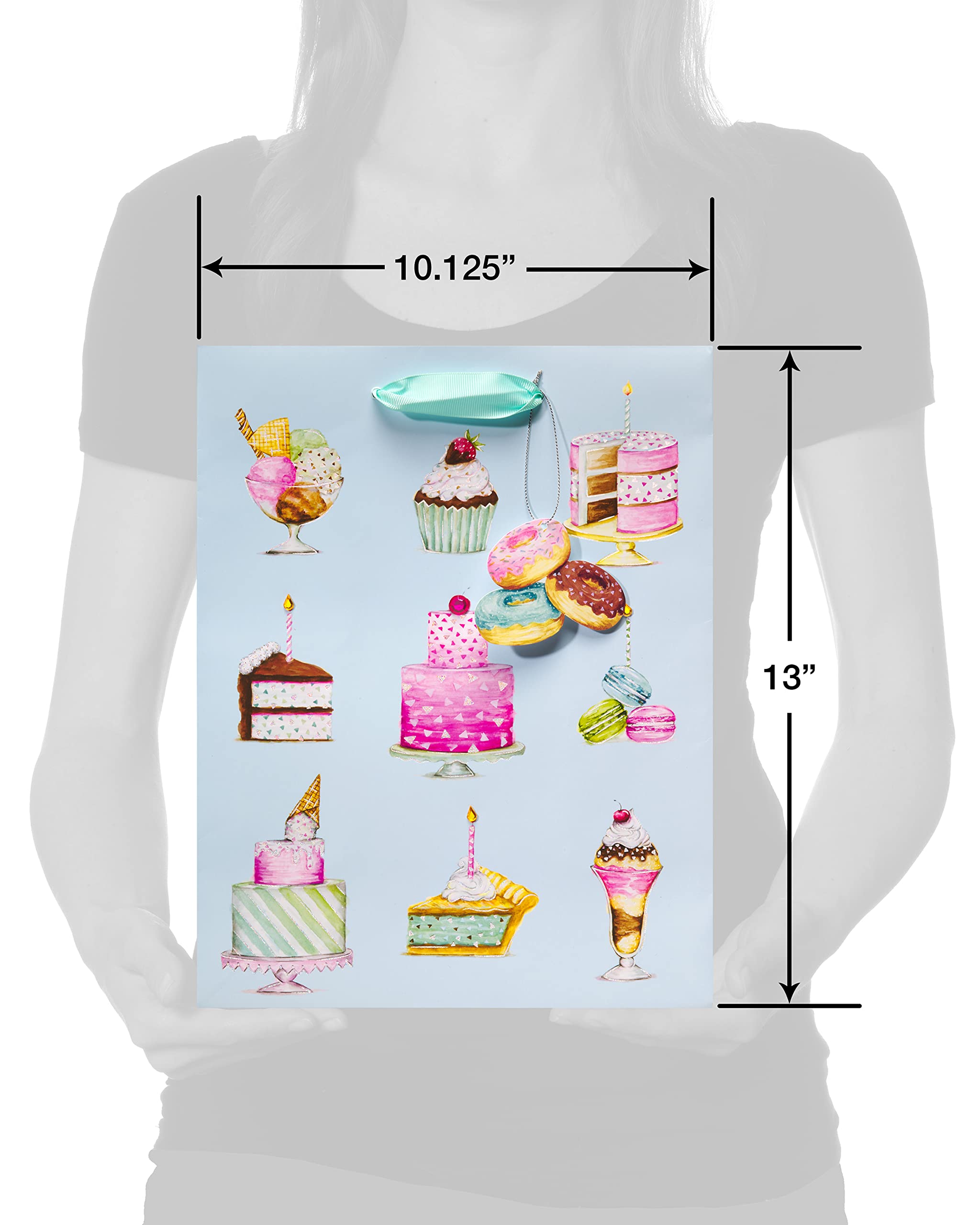 Papyrus Gift Bags - Designed by Bella Pilar (Desserts) for Birthdays, Bridal Showers, Baby Showers and All Occasions (2 Bags, 1 Large 13", 1 Medium 9")