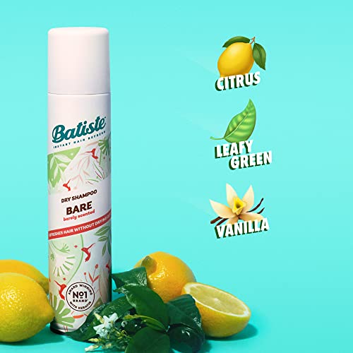 Batiste Dry Shampoo, Bare Fragrance, Refresh Hair and Absorb Oil Between Washes, Waterless Shampoo for Added Hair Texture and Body, Dry Shampoo Bottle 6.35 Oz(Pack of 1)