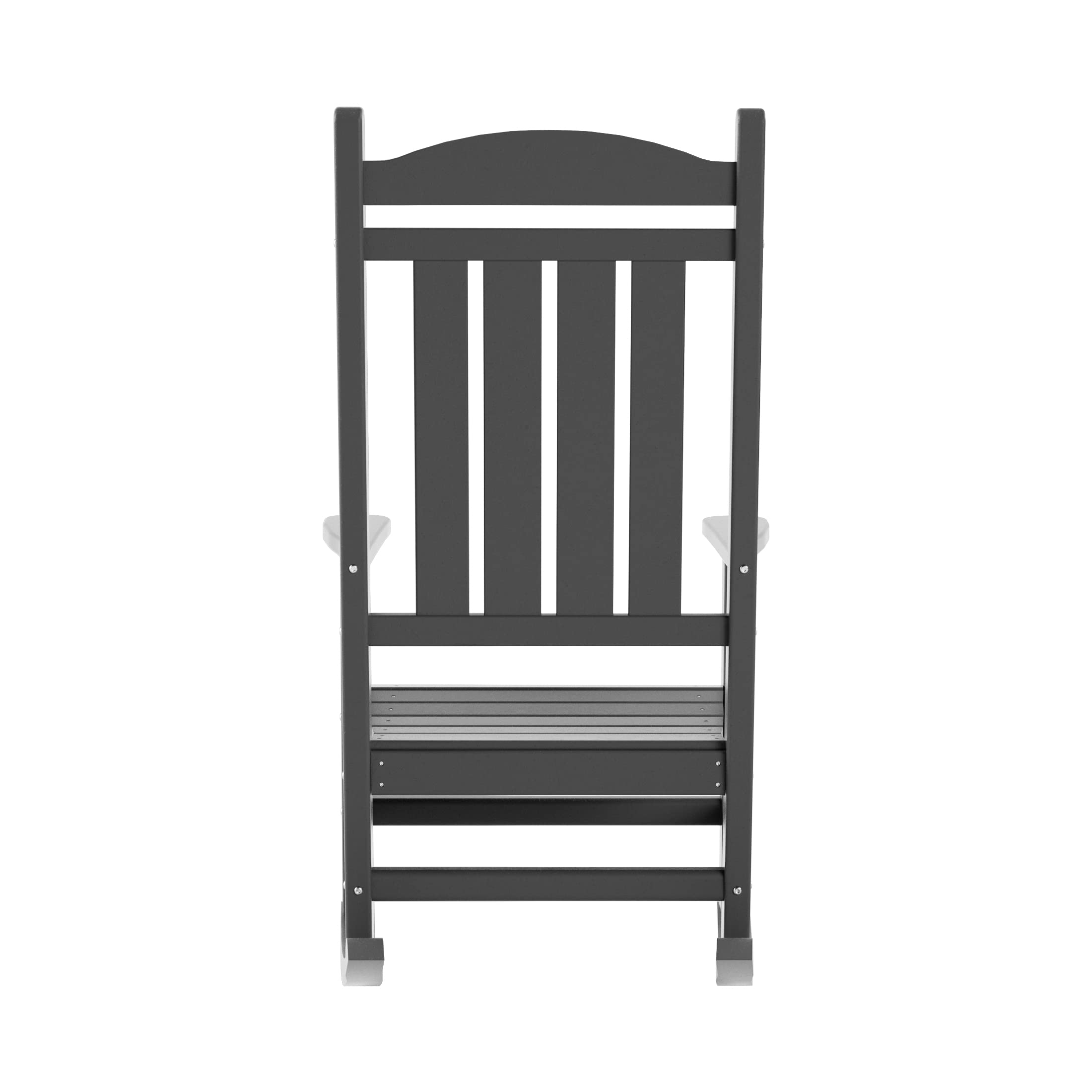 Costaelm Paradise Classic Adirondack Plastic Outdoor Porch Furniture Rocking Chair High Back HDPE Poly Lumber, Gray