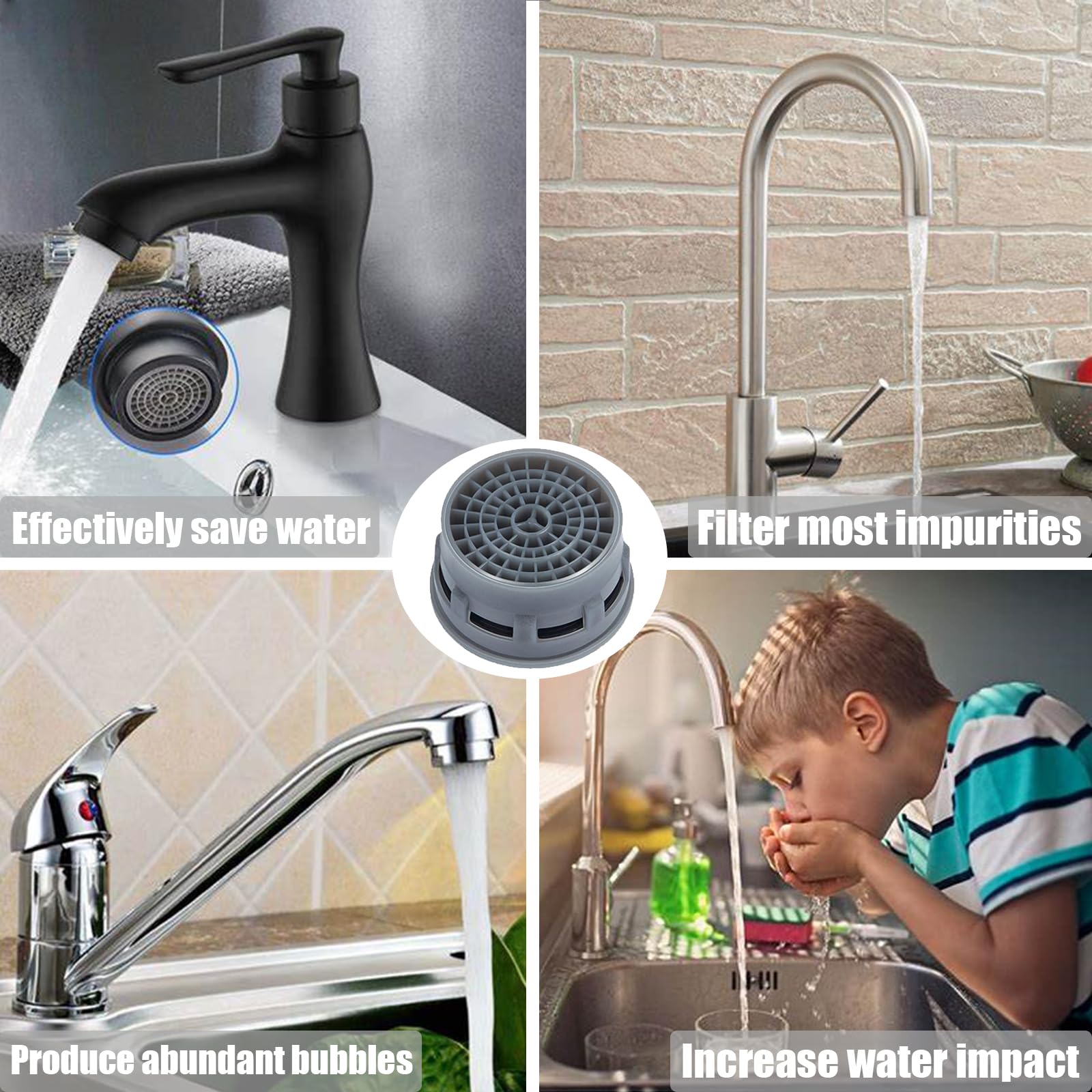 BOETOADG Faucet Aerator, 1.5 GPM Flow Restrictor Plug-In Faucet Aerator Replacement Parts for Bathroom or Kitchen (Green 20 Pieces)