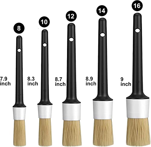 Detailing Brush Set, 5 Pcs Soft Automotive Detail Brushes, Different Sizes Car Detailing Brushes for Cleaning Wheels, Interior, Exterior, Engine