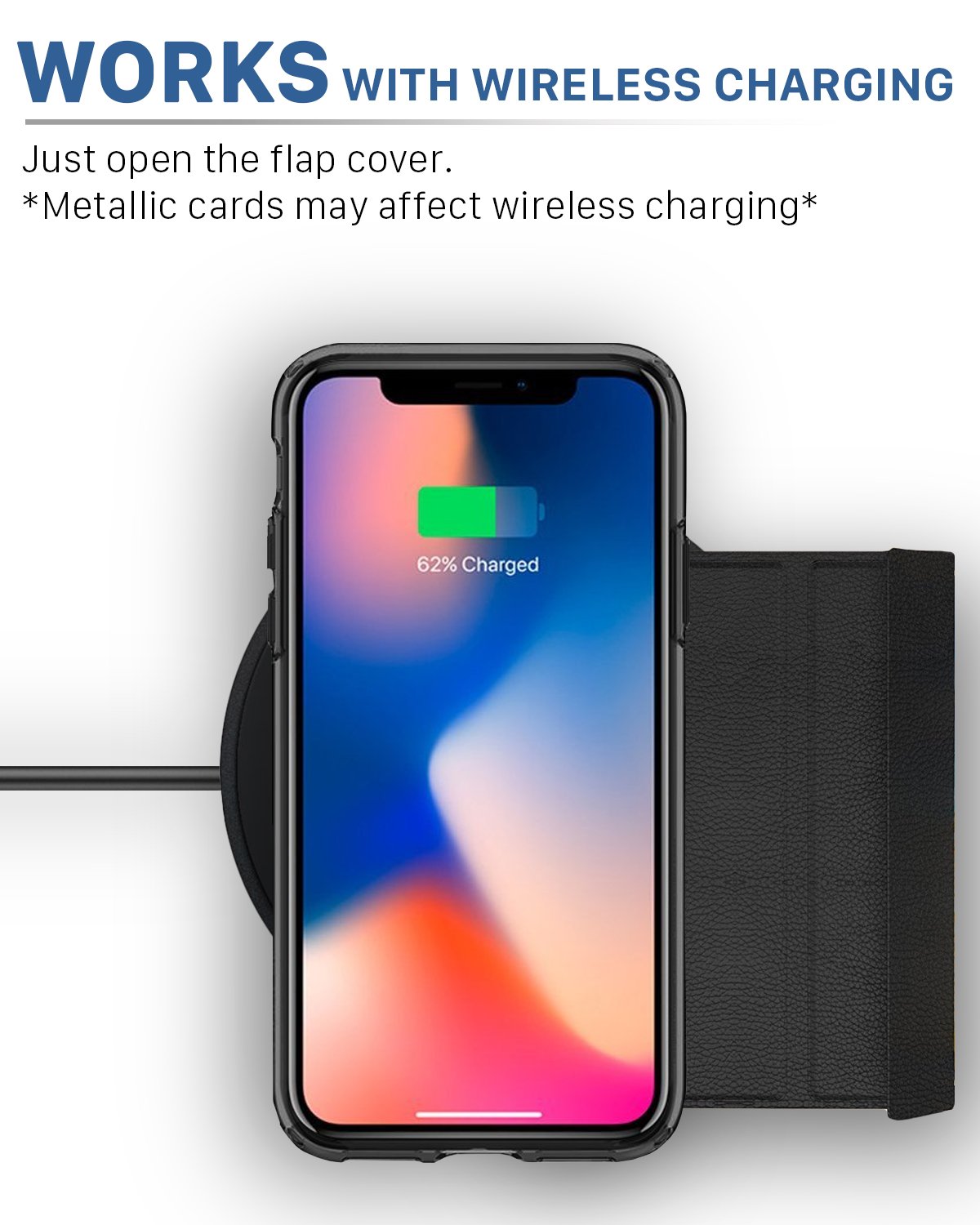 VENA iPhone Xs/X Wallet Case, [vCommute][Military Grade Drop Protection] Flip Leather Cover Card Slot Holder with Kickstand Compatible with Apple iPhone Xs 2018 / X 2017 5.8" (Space Gray/Black)