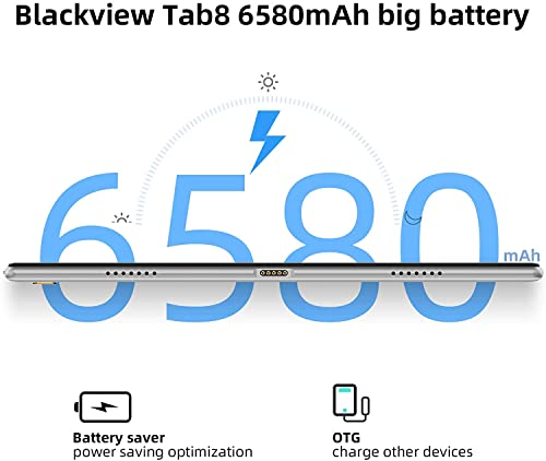 Blackview Tablet Tab8, 10.1 inch Android Tablets with 4GB+64GB Octa Core Processor,1920x1200 IPS FHD Display, 13MP+5MP Dual Camera, GPS, FM, 5G WiFi Teblet Grey