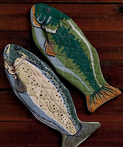 DII Cotton Lake House Fish Oven Mitts, 6 X 16.5 Set of 2, Machine Washable and Heat Resistant for Kitchen Cooking and Baking