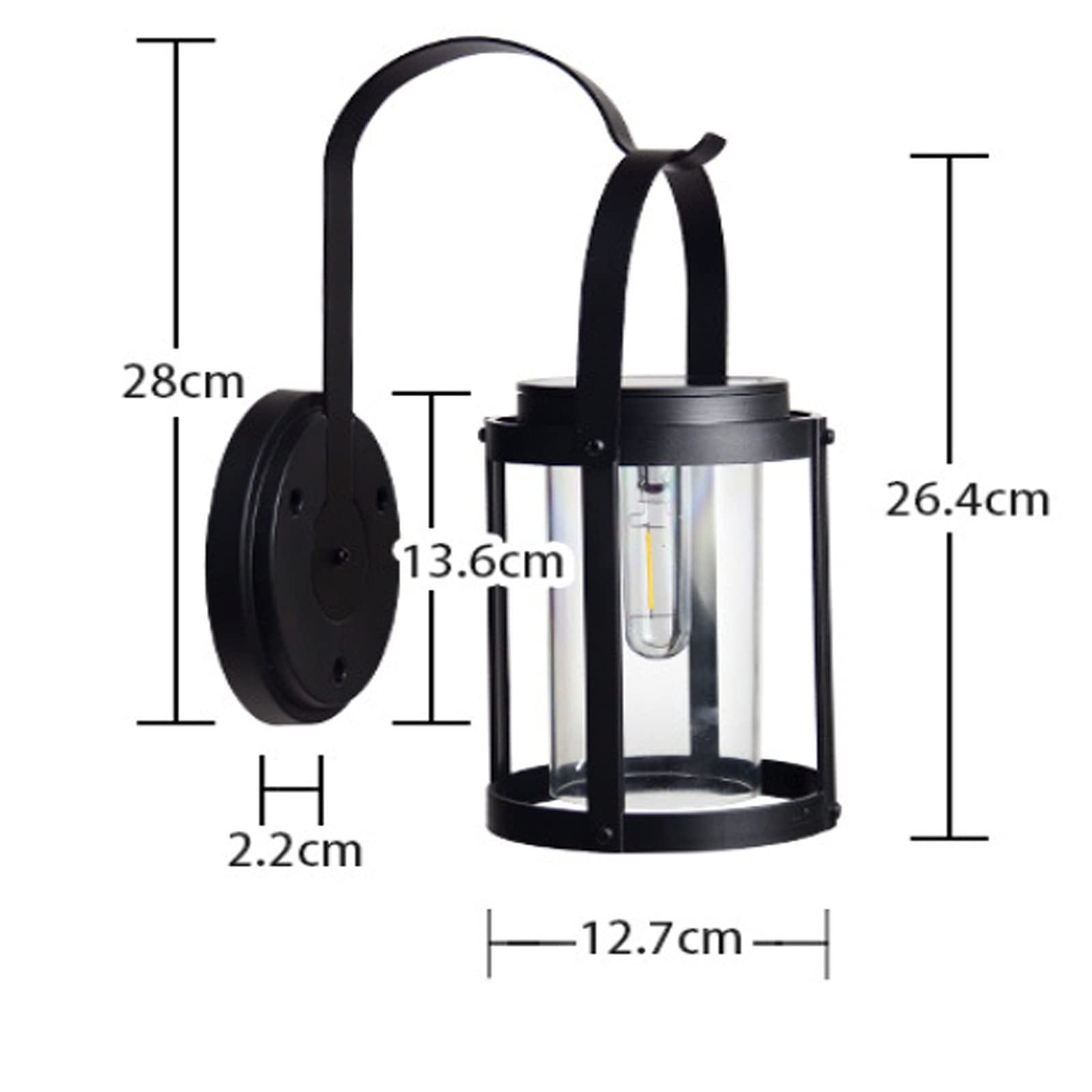 Lxcom Lighting Solar Wall Light Outdoor Solar Deck Lights Solar Powered LED Wall Light Lantern with Hook Decorative Solar Fence Lights Waterproof Wall Sconce for Home Garden Lawn, Warm White