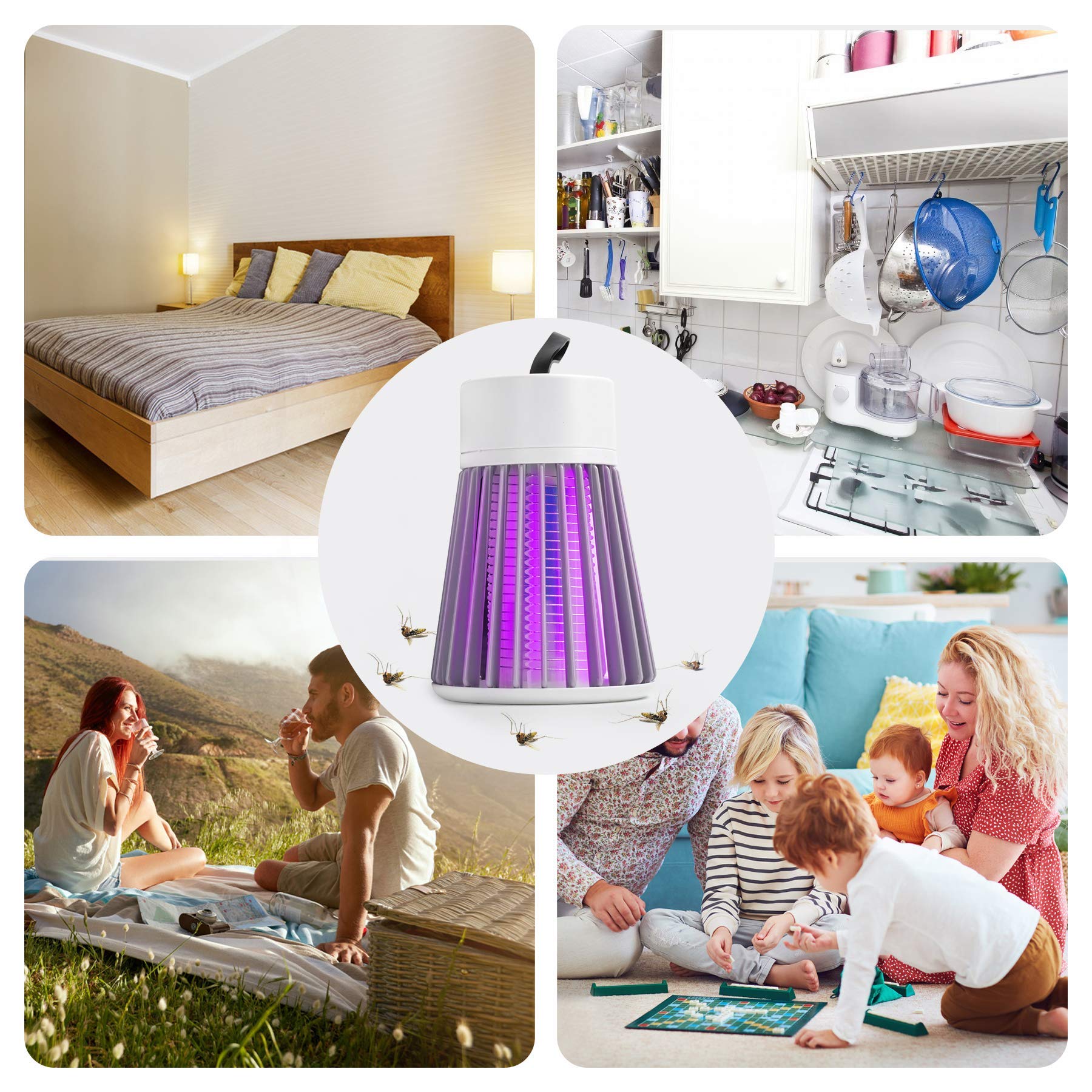 Bug Zapper Effective Attractant Insect Fly Pest Trap White Electric Mosquito Zappers Killer,Insect Fly Trap for Backyard,Patio, Electronic UV Lamp for Outdoor and Indoor Patio
