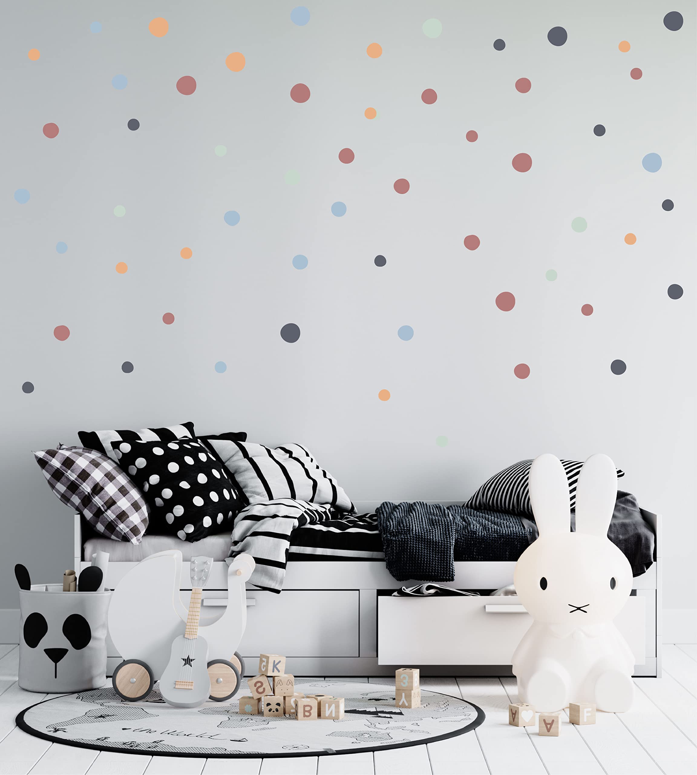 Boho Polka Dot Wall Stickers, Bohemian Style Polka Dots Wall Decals, Boho Pattern Nursery Wall Decor, Kids Room