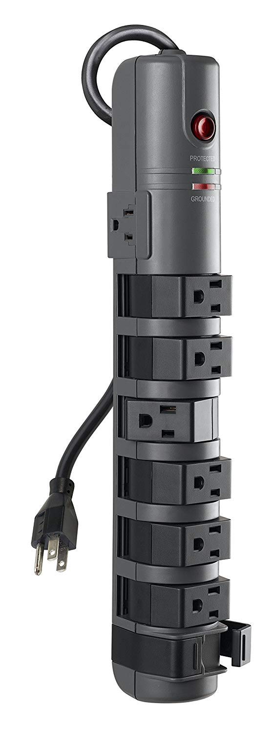 Belkin Surge Power Strip Protector - 8 Rotating & 4 Stationary AC Multiple Outlets - 8 ft Long & Power Strip Surge Protector with 8 Rotating AC Outlets - 6 ft Long Flat Pivot Plug - (2,160 Joules)