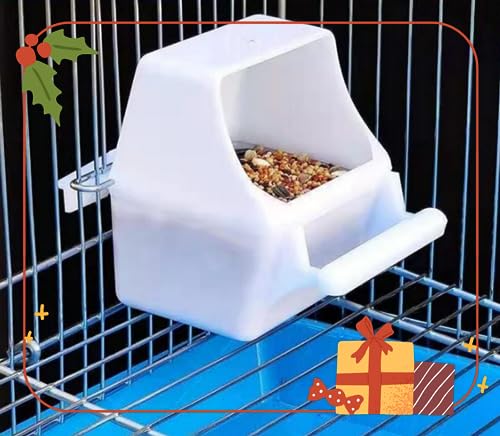 BRYHZKCM Small Bird Slot Feeder No Mess Cage Hanging Feeder Cup Plastic Food & Water Dispenser Bowl,(2 Pieces)