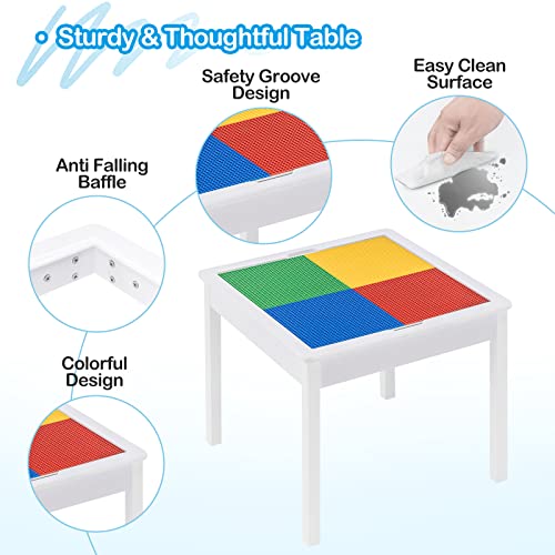 TECHMILLY Wooden Kids Table and Chair Set & Large Storage Basket for Girls and Boys