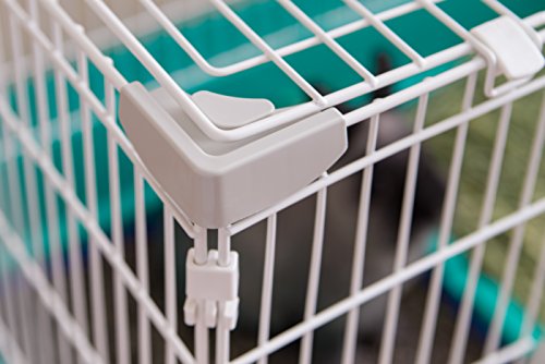 IRIS USA Large Portable Wire Rabbit Cage with Top Access and Two Tray Division, Easy Access Secure Lock and Easy to Clean Movable House for Small Sized Animals Rabbit Guinea Pigs Rat Hamster, Green