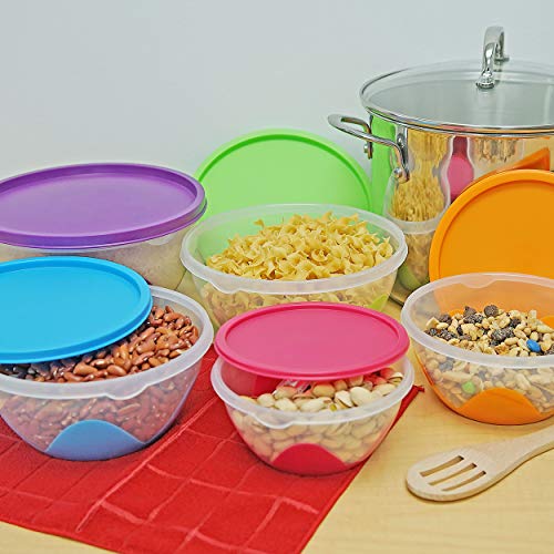 Nested & Stackable Bowl/Food Storage Containers, Silicone Plastic 5 Piece Multi-Purpose Set