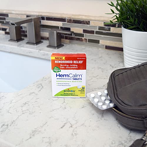 Boiron Hemcalm hemorrhoid Relief Tablets for Itchy Burning Pain, Swelling and discomfort, White, 60 Count