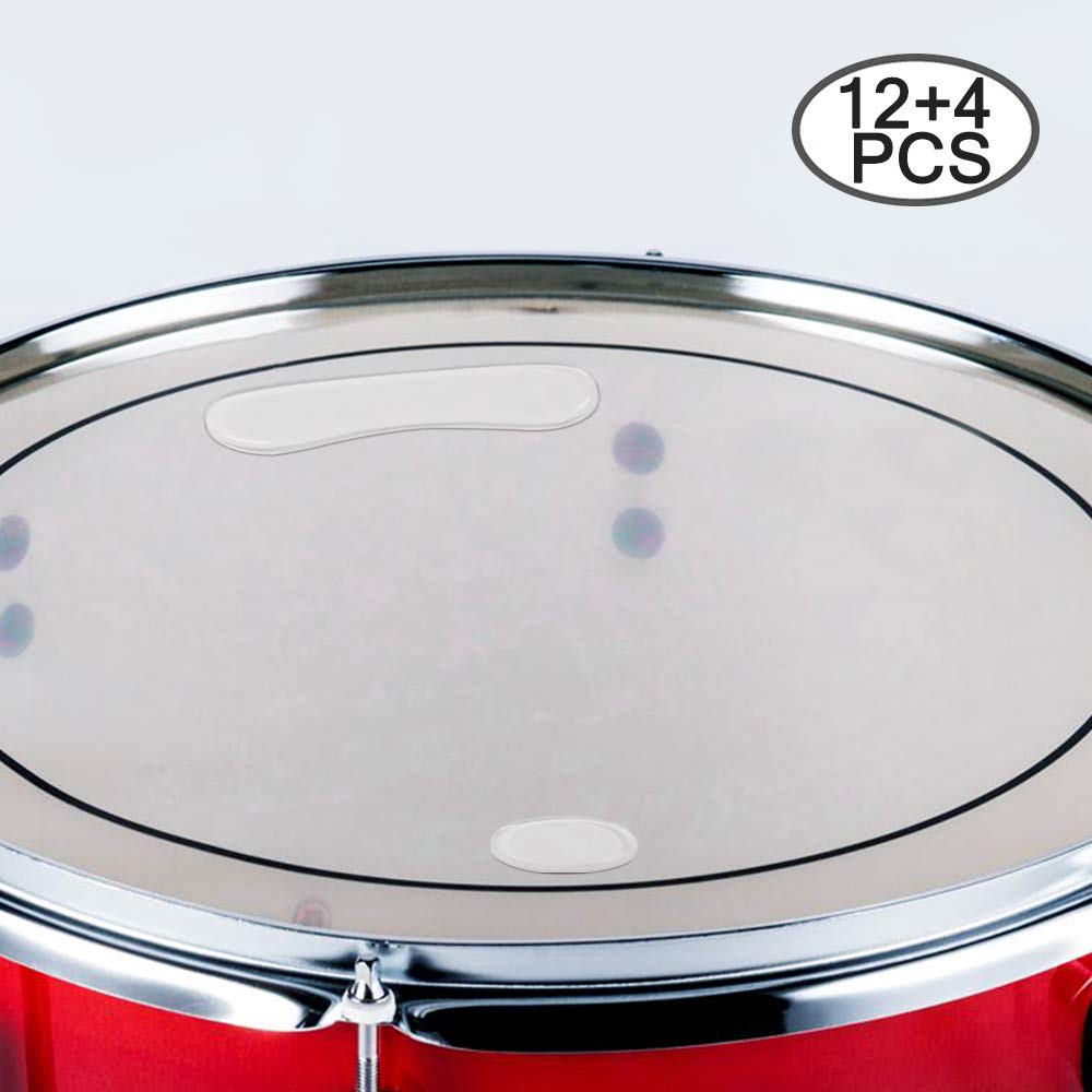 maxin Drum Dampener Gel,12 Pcs Round and 4 Pcs Long Clear Drum Dampener,Soft Silicone Drum Damper Gel Pads Drum Silencers for Drums Tone Control