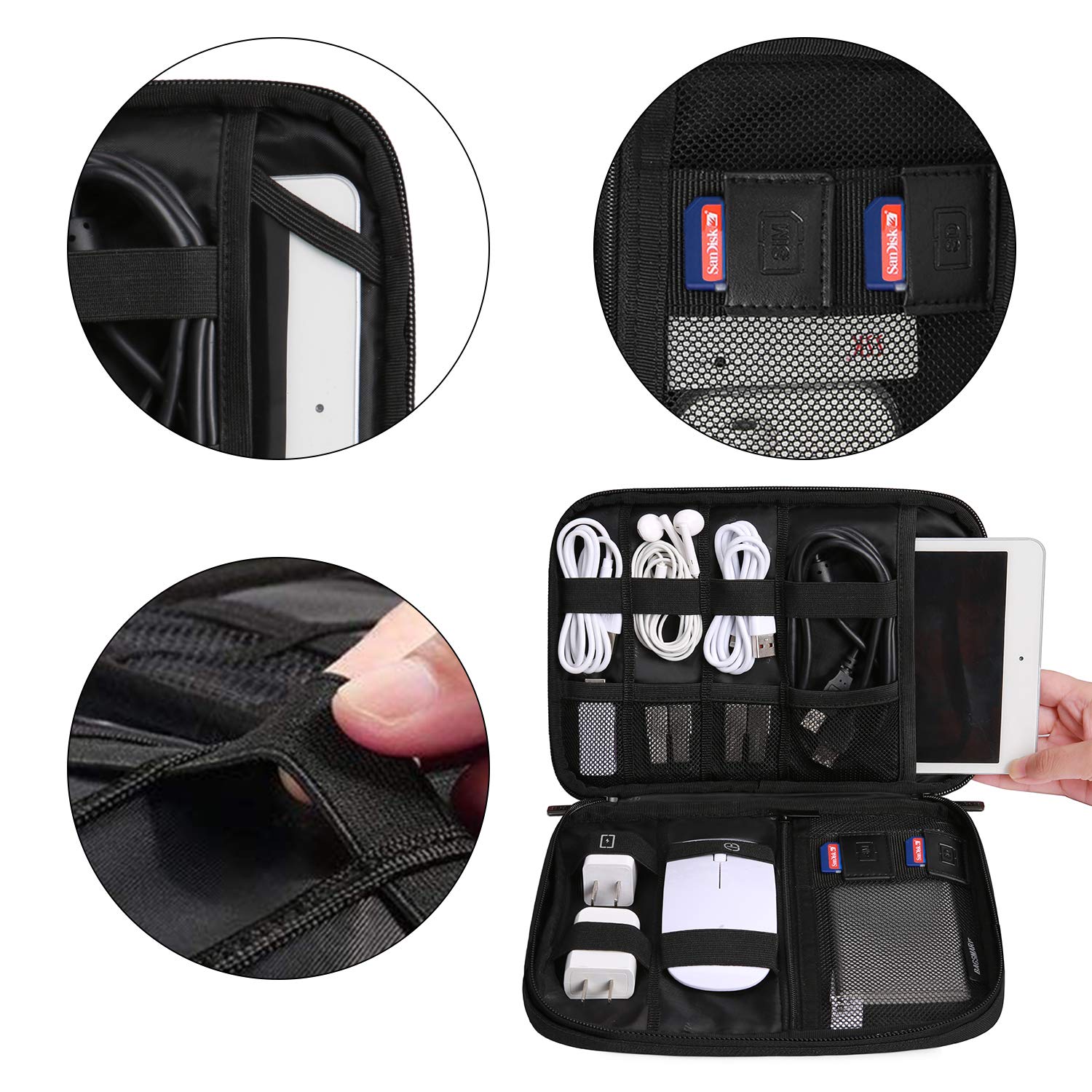 BAGSMART Electronic Organizer Travel Cable Organizer Electronics Accessories Cases for 7.9 Inch iPad Mini, Cables, Chargers, USB, SD Card