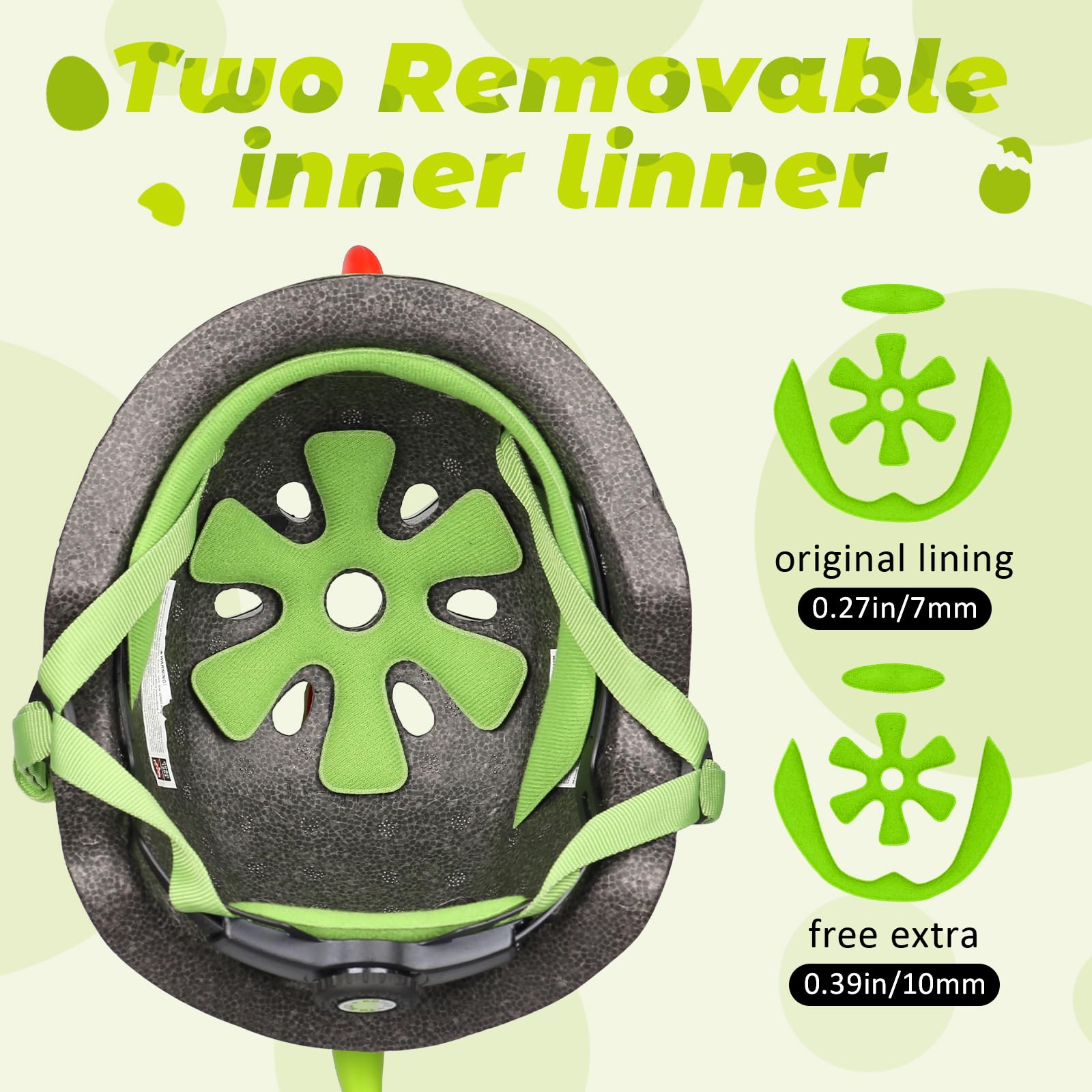 Atphfety Toddler Kids Bike Helmet,Adjustable and Multi-Sport for Bicycle Scooter Skate,2 Sizes,from Toddler to Youth (Green Dinosaur)