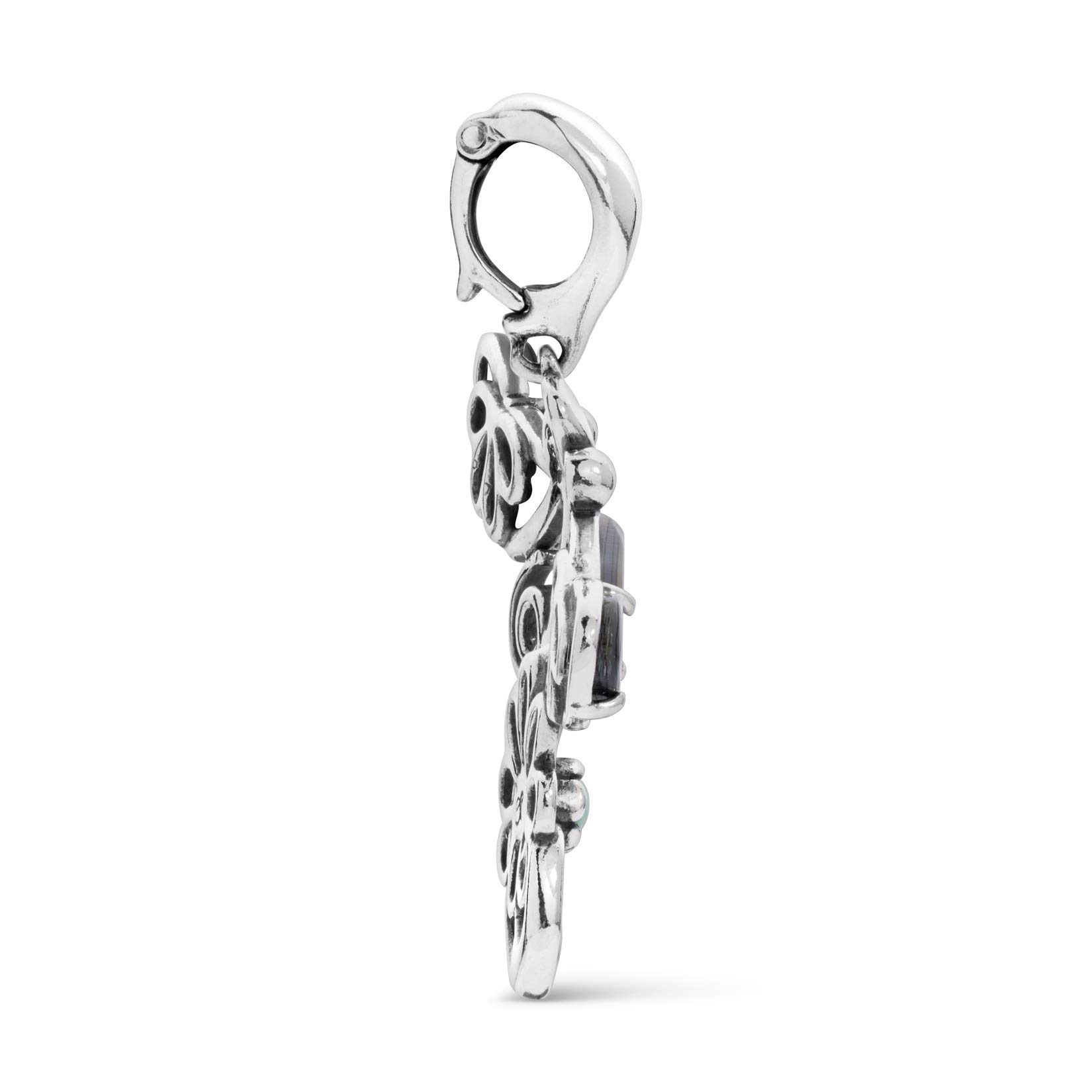 American West Jewelry Fritz Casuse Sterling Silver Abalone and Variscite Dragonfly Pendant Enhancer