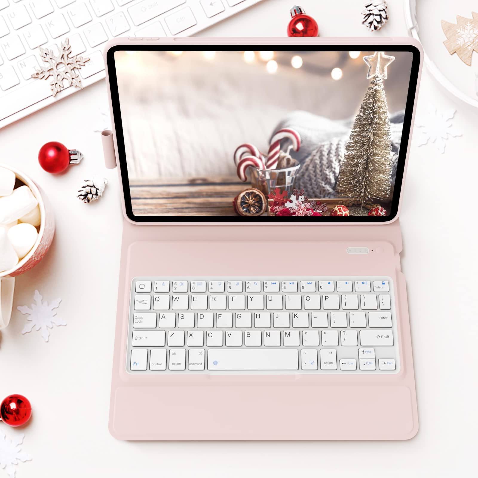 Dolpking Rechargeable Smart Keyboard Case for New iPad 9th Generation 2021/8th Gen 2020/7th Gen 2019 10.2, iPad Pro 10.5 2017/iPad Air 3rd Gen 10.5 2019, iPad Case Keyboard & Pencil Loop (Pink)