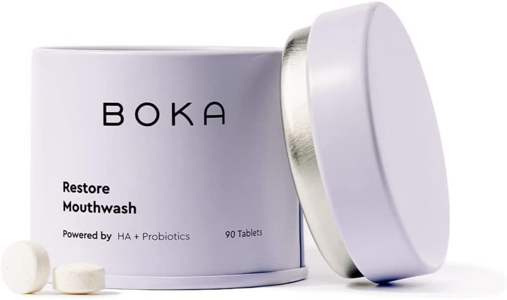 Boka Travel Size Mouthwash Tablets - Hydroxyapatite, Fluoride/Alcohol Free & Eco-Friendly - Chewable Tablet to Freshen & Kill Bad Breath Quickly, Remineralize Teeth Cleansing - 90 Pack
