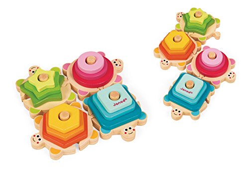 Janod I Wood Stackable Turtles - 12 Pieces - Ages 18 Months + - J05337